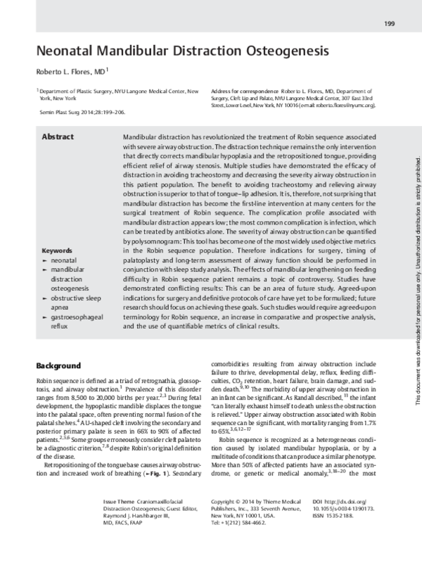 (PDF) Neonatal Mandibular Distraction Osteogenesis