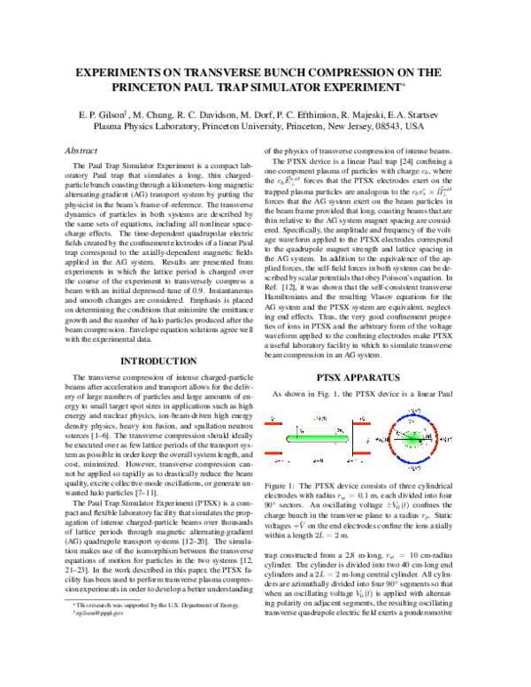 (PDF) Experiments on transverse bunch compression on the Princeton Paul ...
