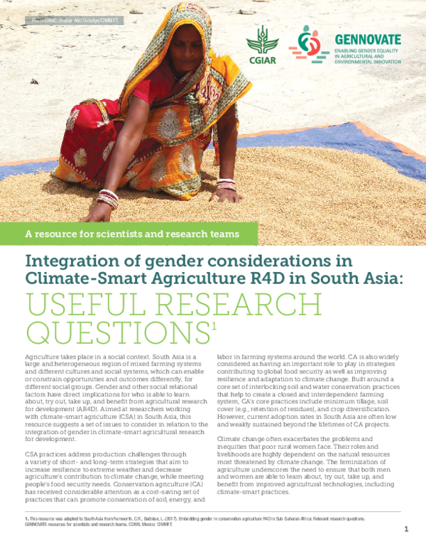 (PDF) Integration of gender considerations in climate-smart agriculture ...