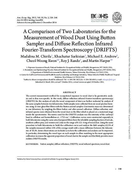 (PDF) A Comparison of Two Laboratories for the Measurement of Wood Dust ...