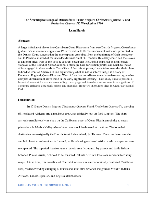 (PDF) The Serendipitous Saga of Danish Slave Trade Frigates Christianus ...