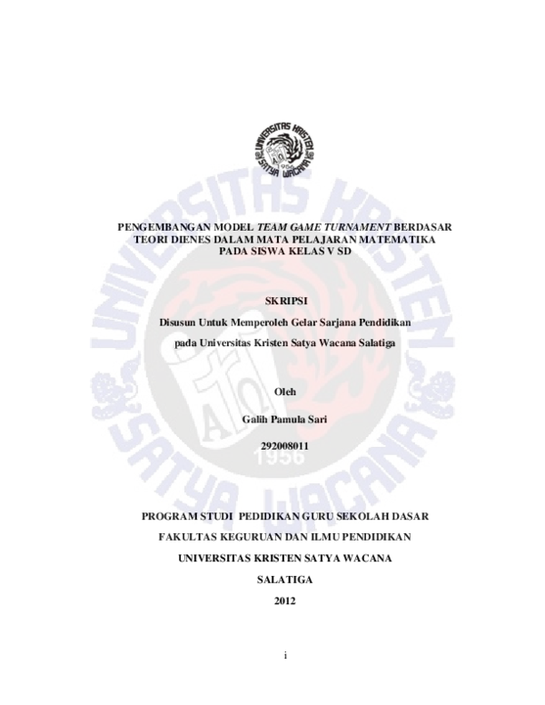 (PDF) Pengembangan Model Team Game Turnament Berdasar Teori Dienes ...
