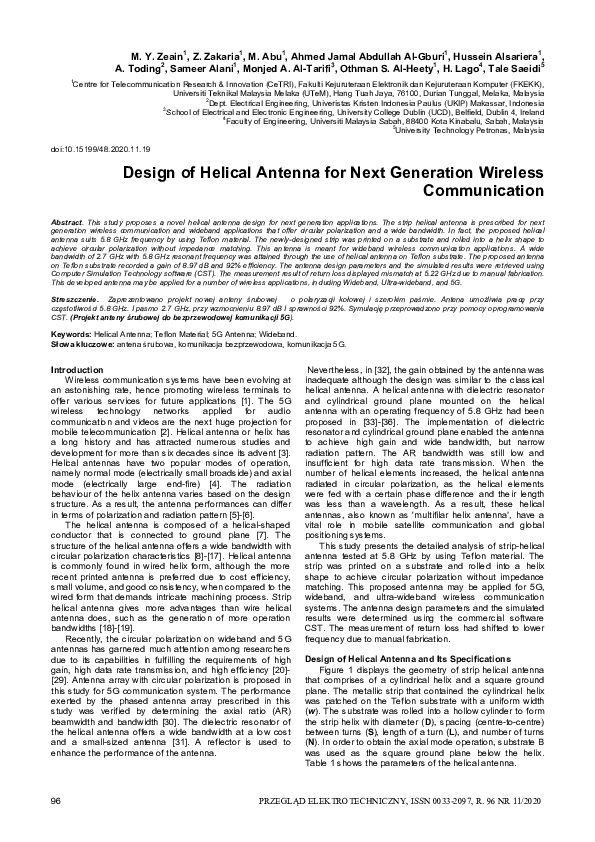 Pdf Design Of Helical Antenna For Next Generation Wireless Communication