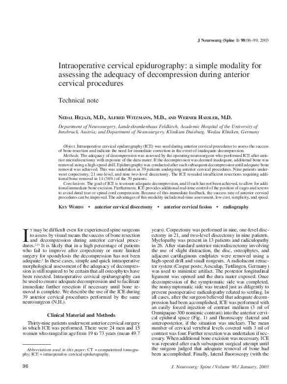 (PDF) Intraoperative cervical epidurography: a simple modality for ...
