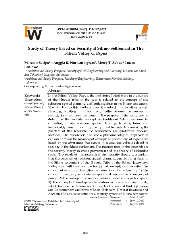 (PDF) Study of Theory Based on Security at Silimo Settlement in The ...