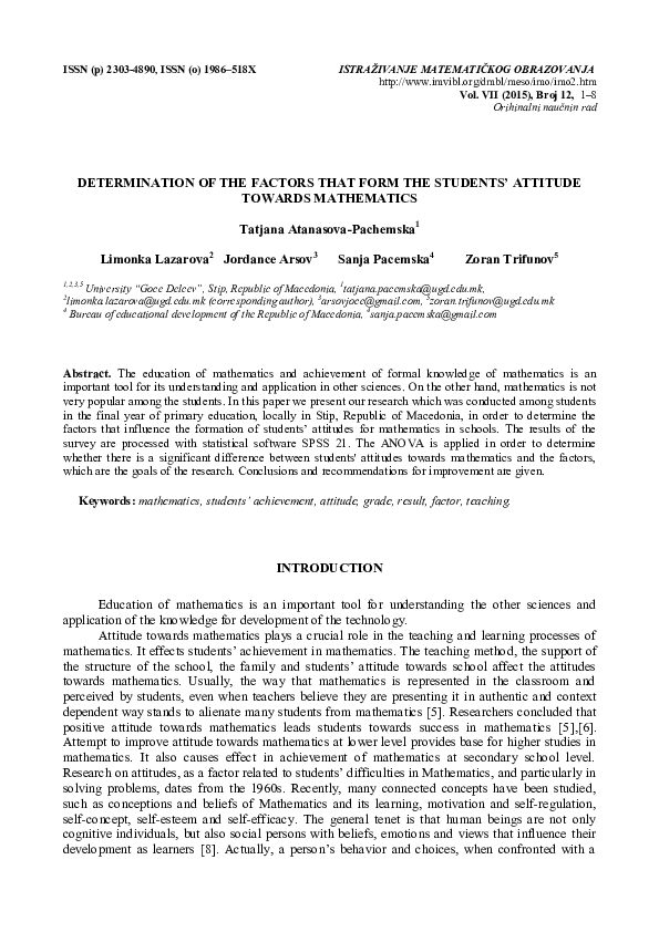 (PDF) Determination of the factors that form the students’ attitude ...