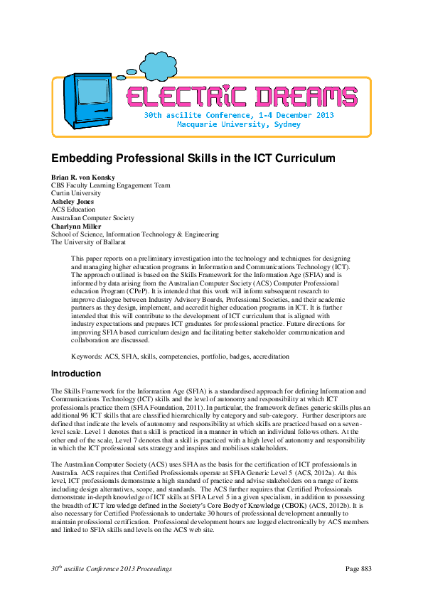 (PDF) Embedding Professional Skills in the ICT Curriculum