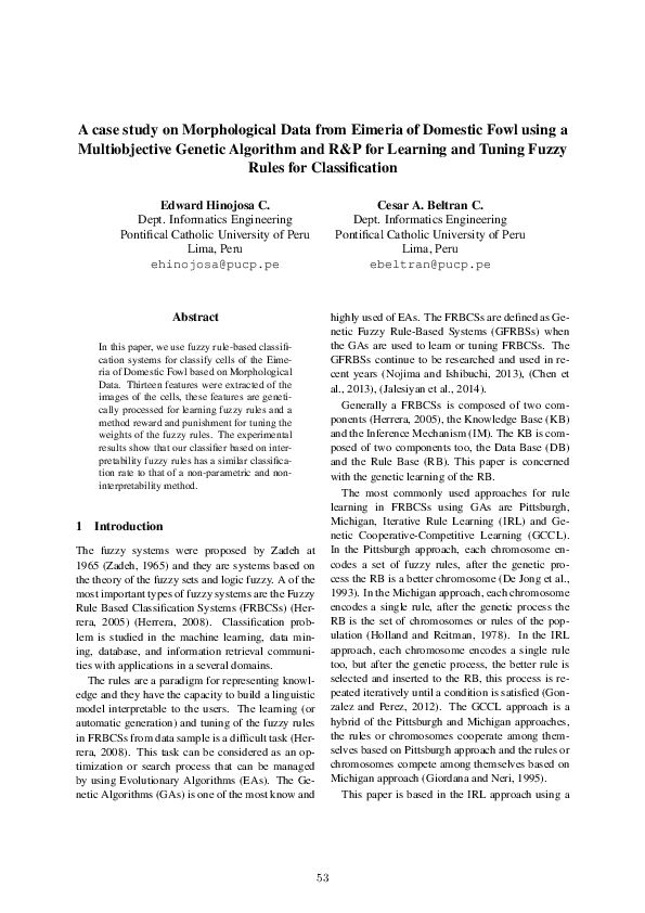 (PDF) A case study on Morphological Data from Eimeria of Domestic Fowl using a Multiobjective ...
