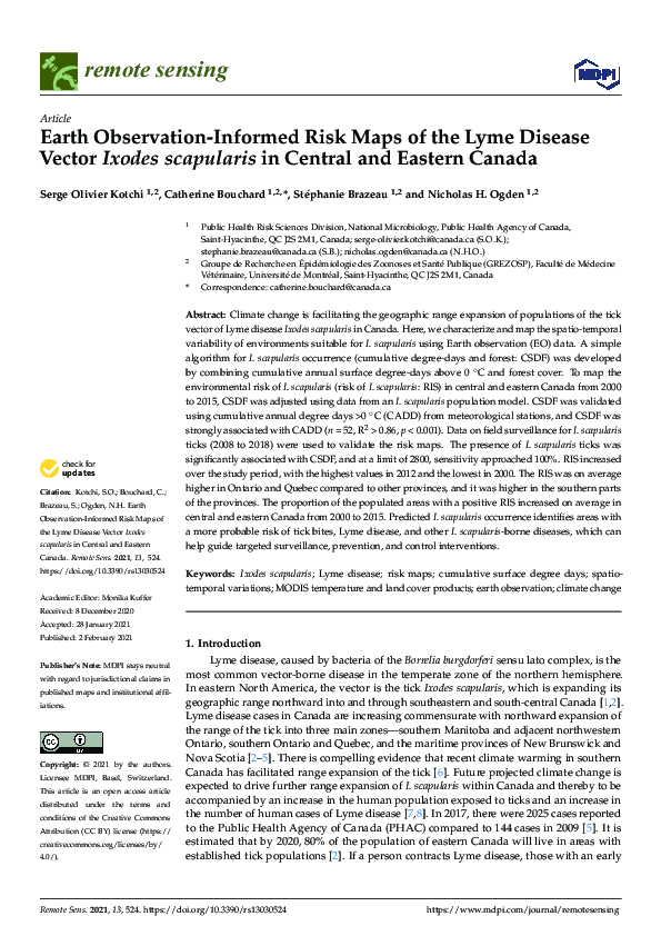 (PDF) Earth Observation-Informed Risk Maps of the Lyme Disease Vector ...