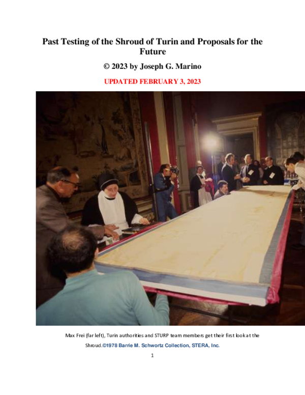 (PDF) Past Testing of the Shroud of Turin and Proposals for the Future