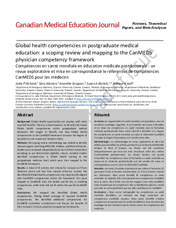 (PDF) Global health competencies in postgraduate medical education: a ...