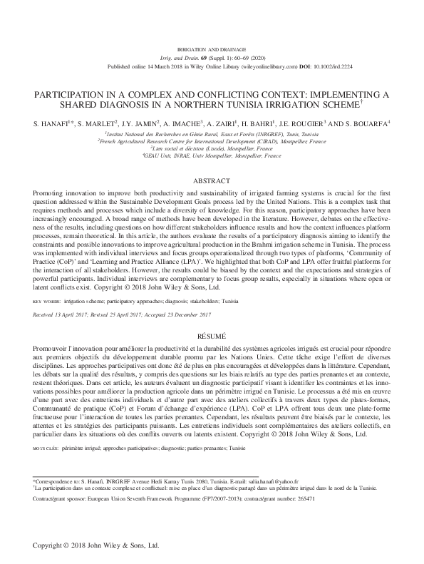 (PDF) Participation in a Complex and Conflicting Context: Implementing a Shared Diagnosis in a ...