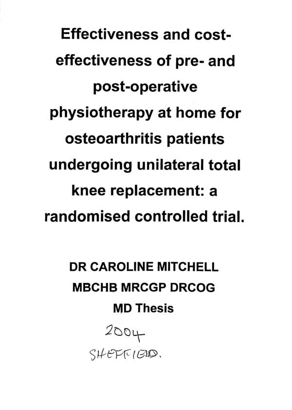(PDF) Effectiveness and cost-effectiveness of pre- and post-operative physiotherapy at home for ...
