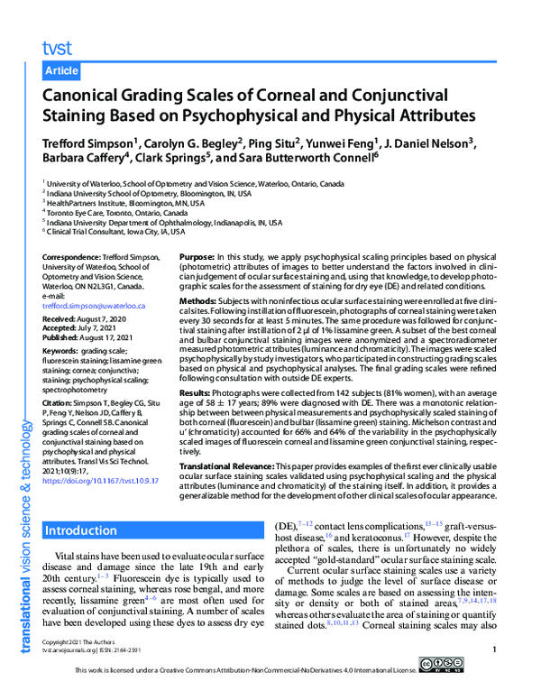 (PDF) Canonical Grading Scales of Corneal and Conjunctival Staining ...