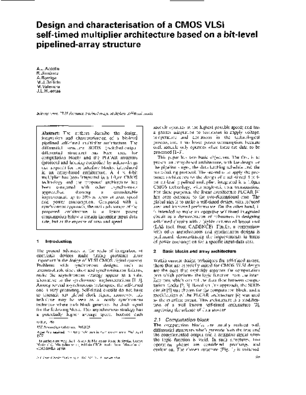 (PDF) Design and characterisation of a CMOS VLSI self-timed multiplier architecture based on a ...