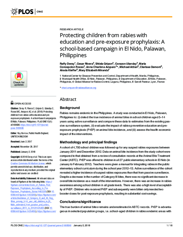 (PDF) Protecting children from rabies with education and pre-exposure ...