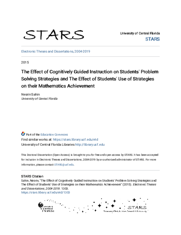 (PDF) The Effect of Cognitively Guided Instruction on Students' Problem ...