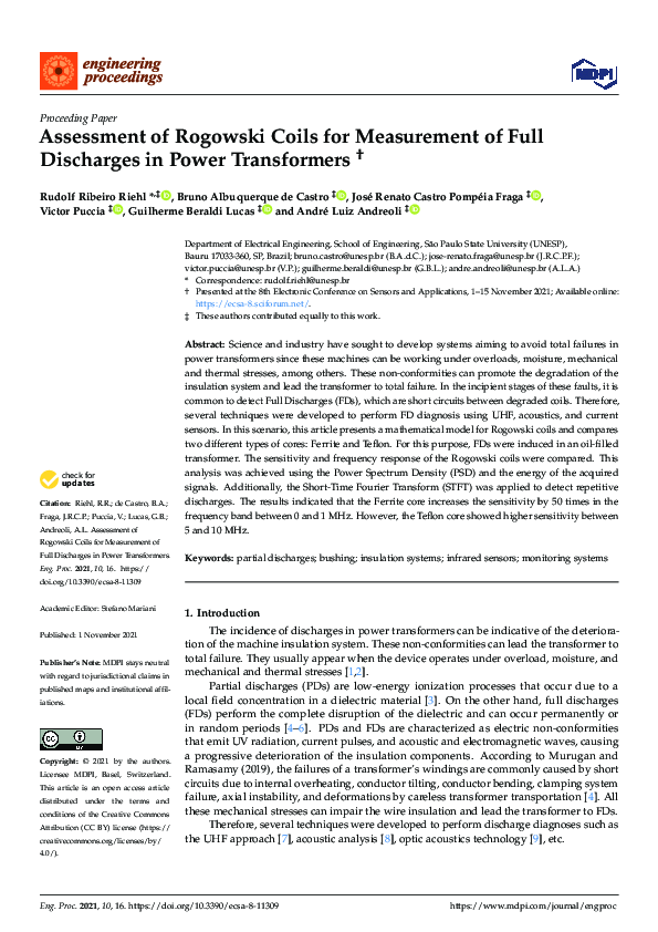 (PDF) Assessment of Rogowski Coils for Measurement of Full Discharges in Power Transformers