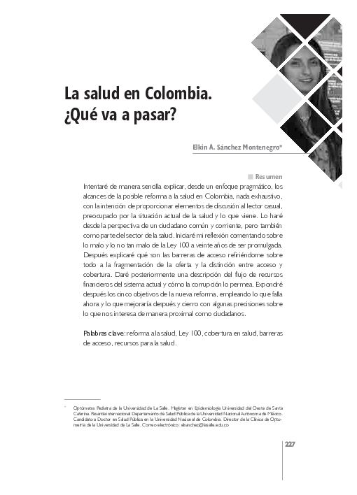 (PDF) La salud en Colombia. ¿Qué va a pasar?