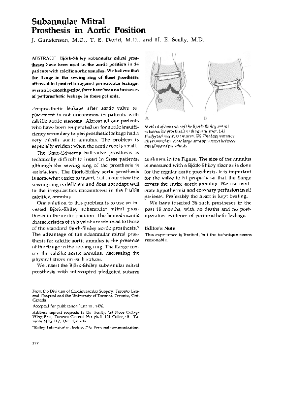 (PDF) Subannular Mitral Prosthesis in Aortic Position