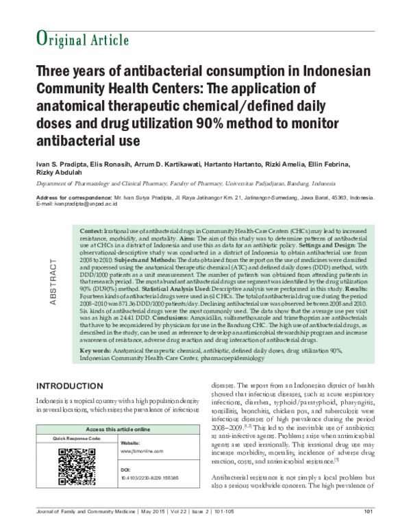 (PDF) Three years of antibacterial consumption in Indonesian Community Health Centers: The ...