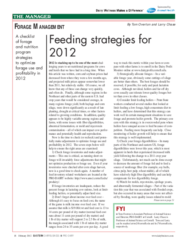 (PDF) Feeding strategies for 2012