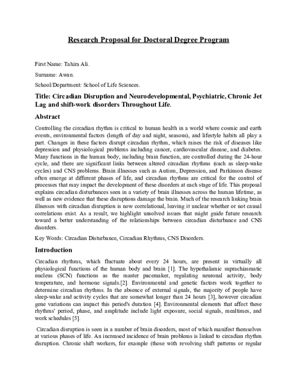 (DOC) Research Proposal for Doctoral Degree Program