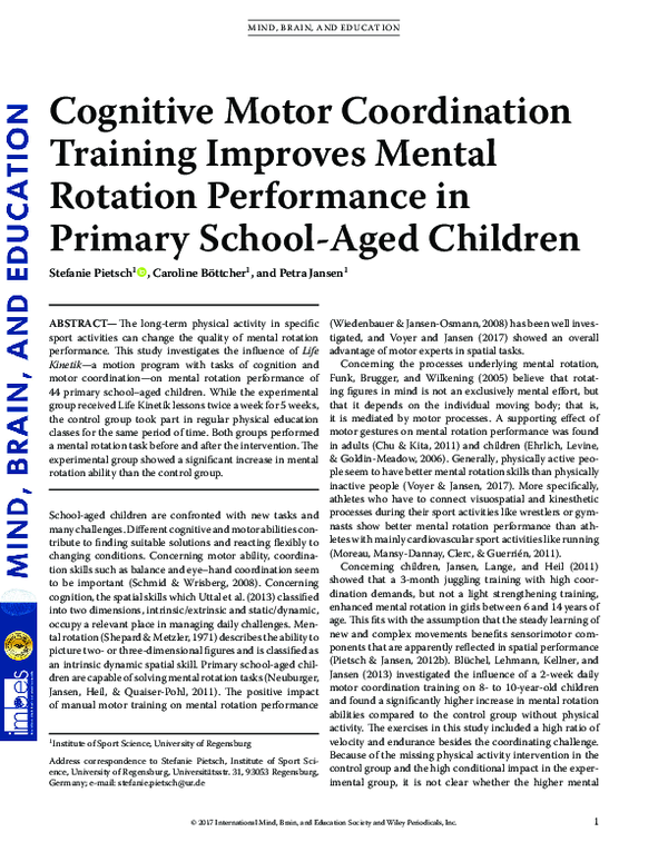 (PDF) Cognitive Motor Coordination Training Improves Mental Rotation ...
