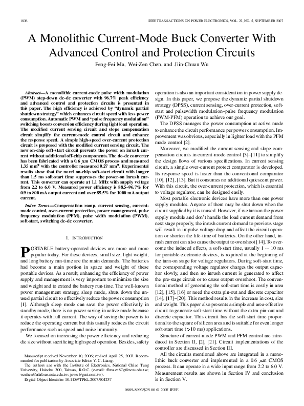 (PDF) A Monolithic Current-Mode Buck Converter With Advanced Control ...