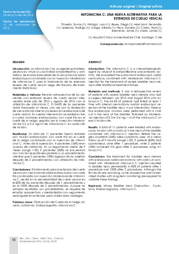 (PDF) Mitomicina C: una nueva alternativa para la estenosis de cuello ...