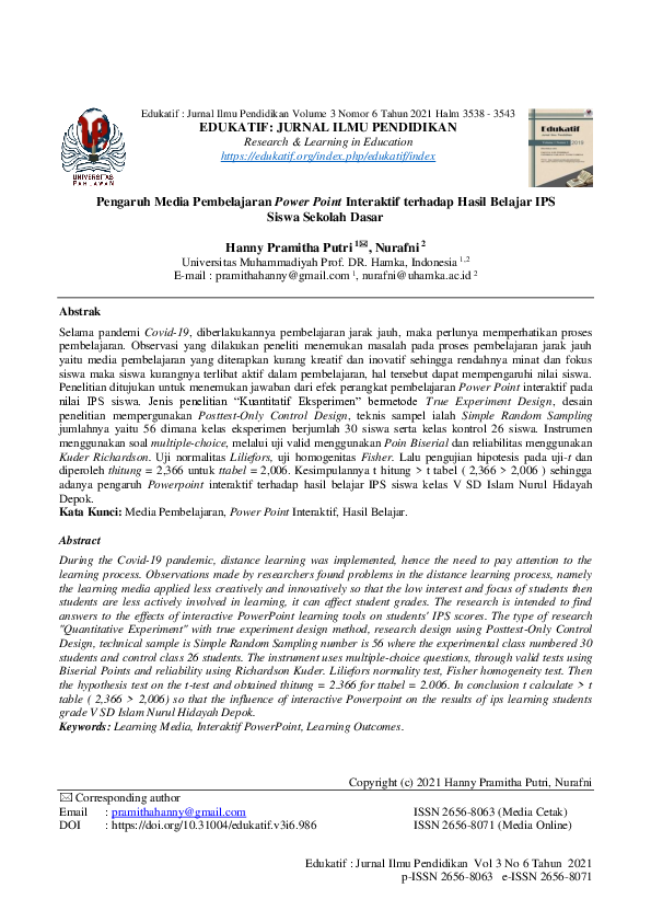 (PDF) Pengaruh Media Pembelajaran PowerPoint Interaktif terhadap Hasil Belajar IPS Siswa Sekolah ...
