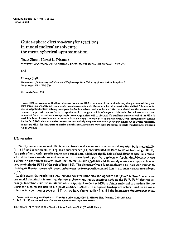 (PDF) Outer-sphere electron-transfer reactions in model molecular ...