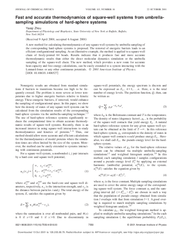 (PDF) Fast and accurate thermodynamics of square-well systems from ...