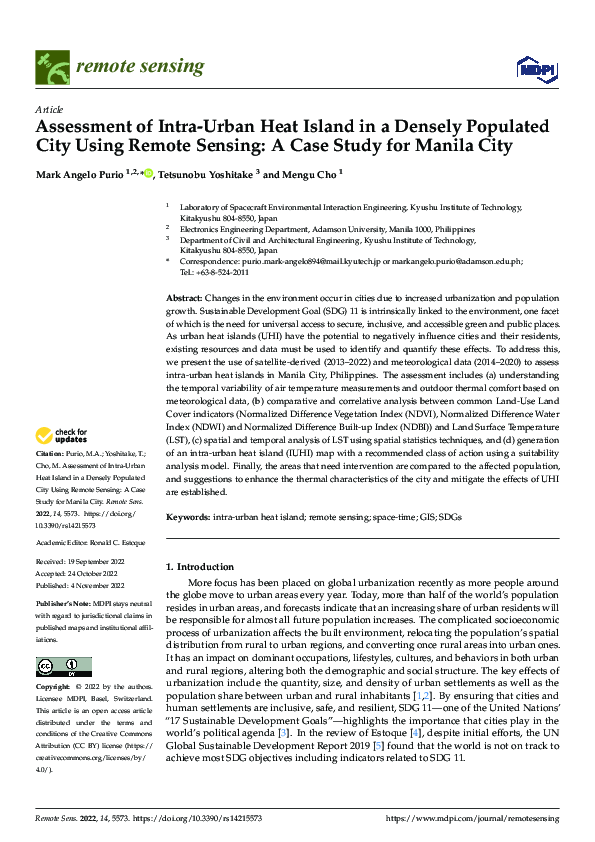 (PDF) Assessment of Intra-Urban Heat Island in a Densely Populated City ...