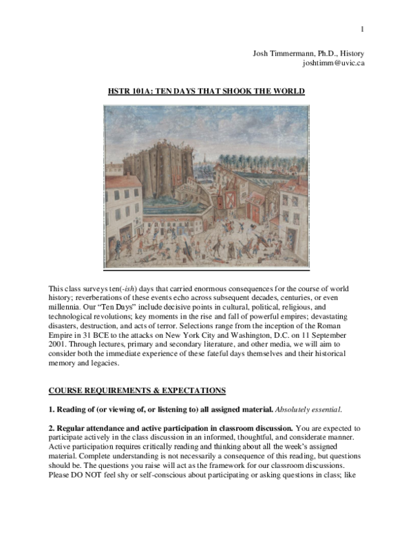 (PDF) "Ten Days That Shook the World" syllabus (History, University of ...