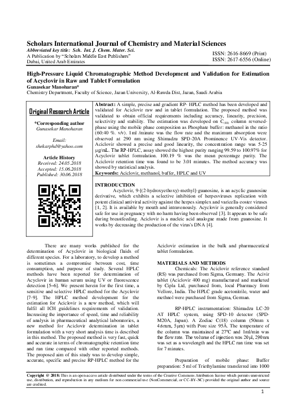 Pdf High Pressure Liquid Chromatographic Method Development And
