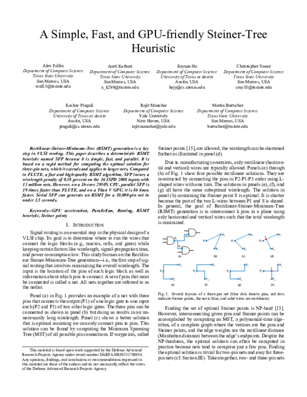 (PDF) A Simple, Fast, and GPU-friendly Steiner-Tree Heuristic