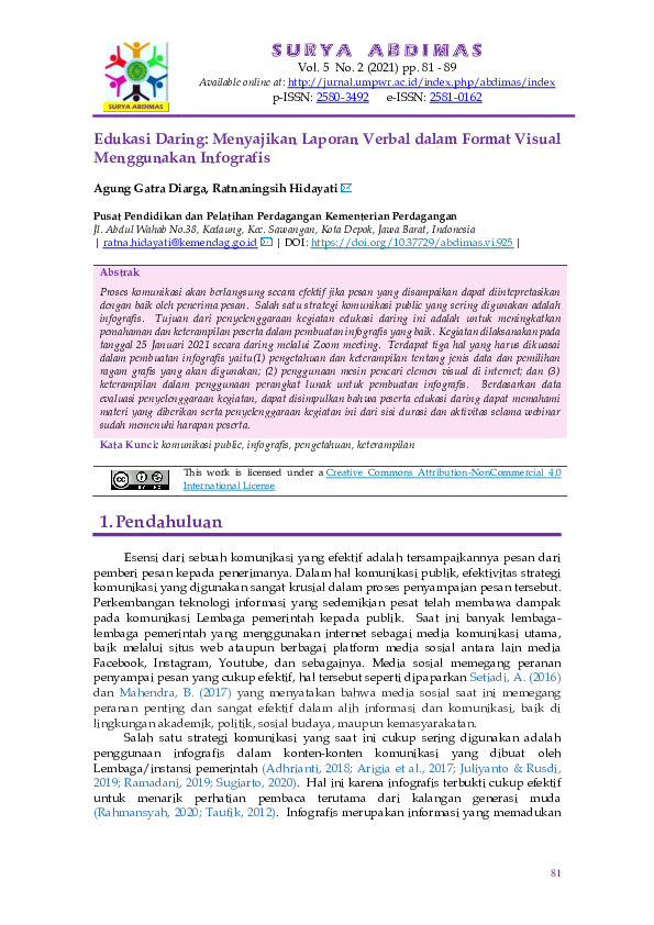 (PDF) Edukasi Daring: Menyajikan Laporan Verbal Dalam Format Visual Dengan Infografis