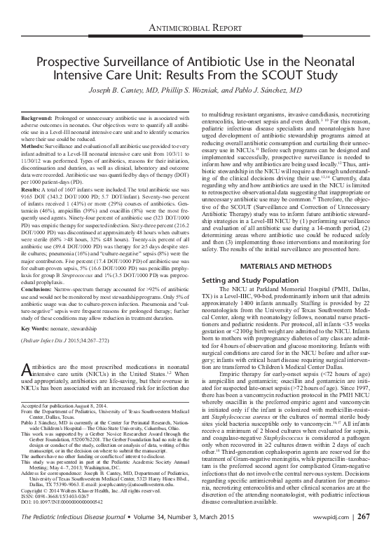 (PDF) Prospective Surveillance of Antibiotic Use in the Neonatal ...