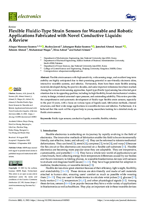 (PDF) Flexible Fluidic-Type Strain Sensors for Wearable and Robotic Applications Fabricated with ...