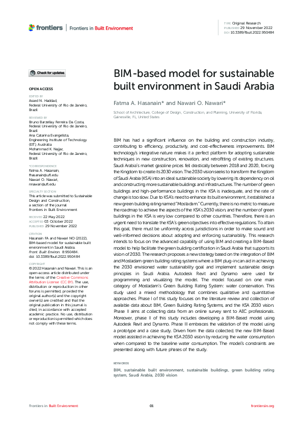 (PDF) BIM-based model for sustainable built environment in Saudi Arabia