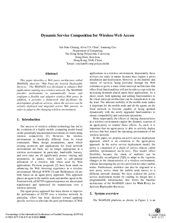 (PDF) Dynamic service composition for wireless Web access