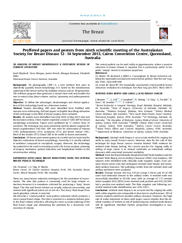 Pdf 3d Analysis Of Breast Morphology A Systematic Review Of Current