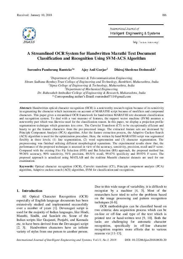 (PDF) A Streamlined OCR System for Handwritten Marathi Text Document Classification and ...