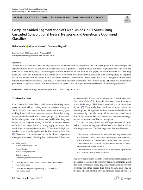 Computer-Aided Segmentation of Liver Lesions in CT Scans Using Cascaded Convolutional Neural ...