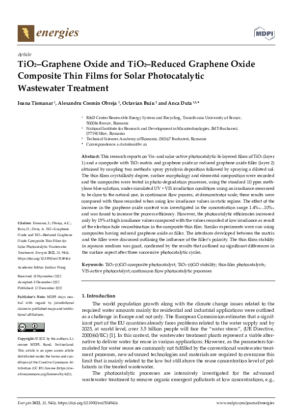 (PDF) TiO2–Graphene Oxide and TiO2–Reduced Graphene Oxide Composite ...