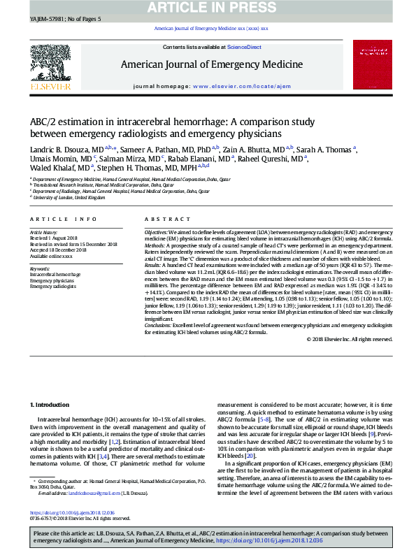 (PDF) ABC/2 estimation in intracerebral hemorrhage: A comparison study ...