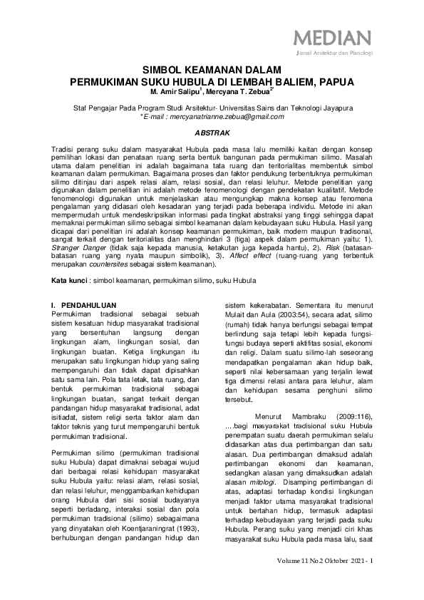 (PDF) SIMBOL KEAMANAN DALAM PERMUKIMAN SUKU HUBULA DI LEMBAH BALIEM, PAPUA
