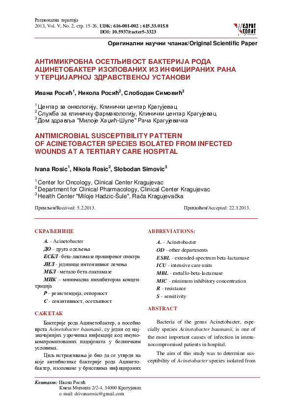 (PDF) Antimicrobial susceptibility pattern of Acinetobacter species ...