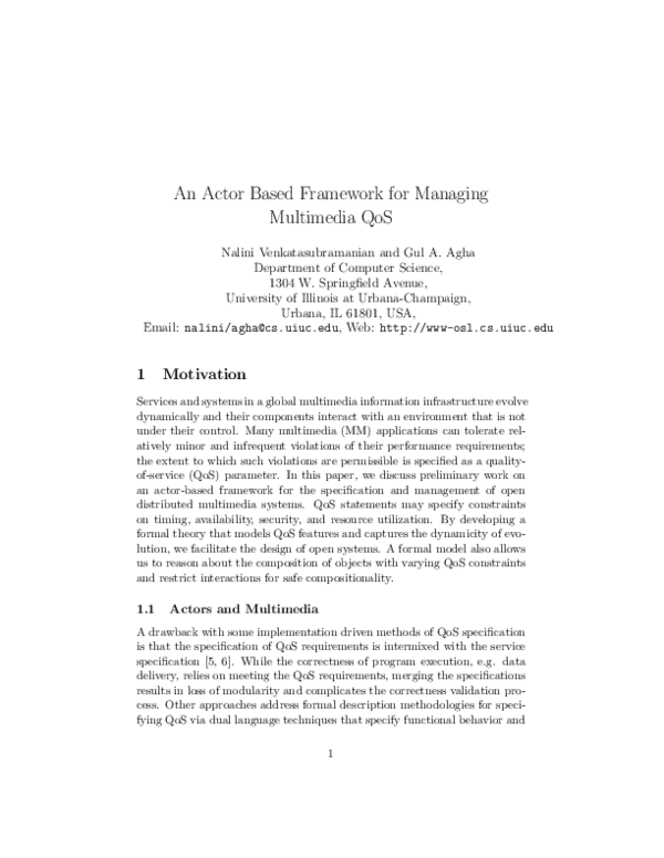 (PDF) An actor based framework for managing multimedia qos